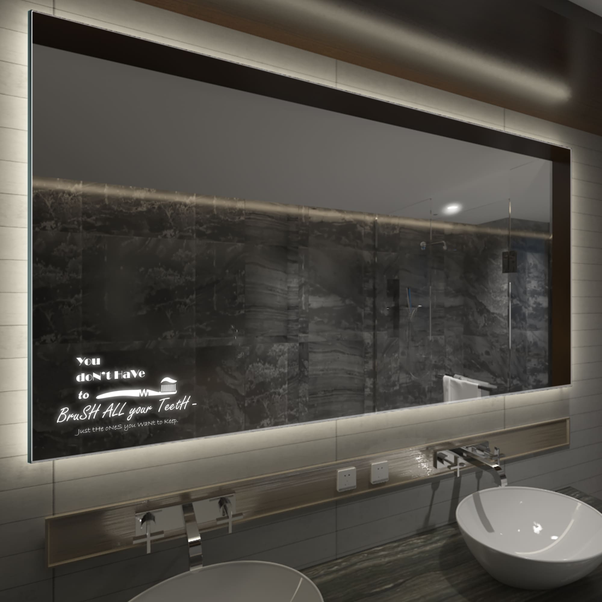 Oglinda LED, orizontala, 110x80 cm, Reflect Motivated Model 3, cu ...