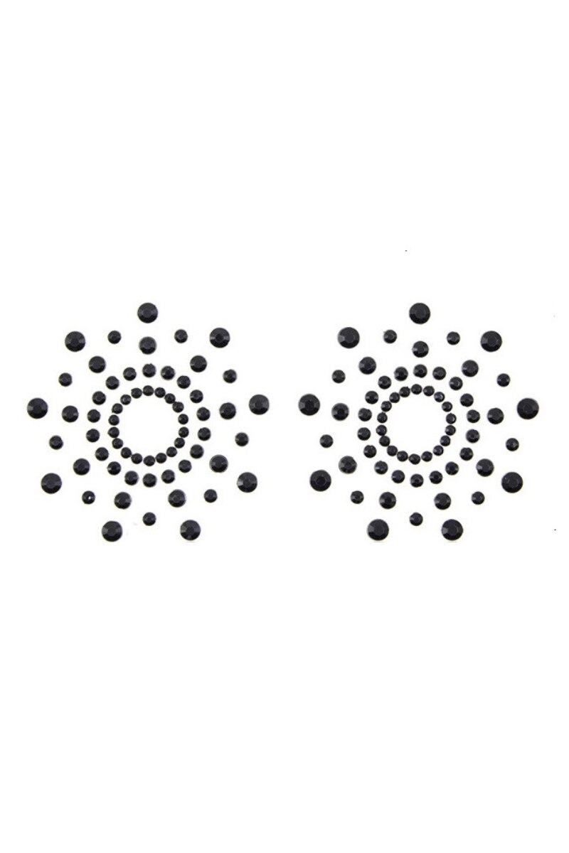 Plasturi pentru sfarcuri, KORSET BG 22132, adezive, cu pietre negre ...