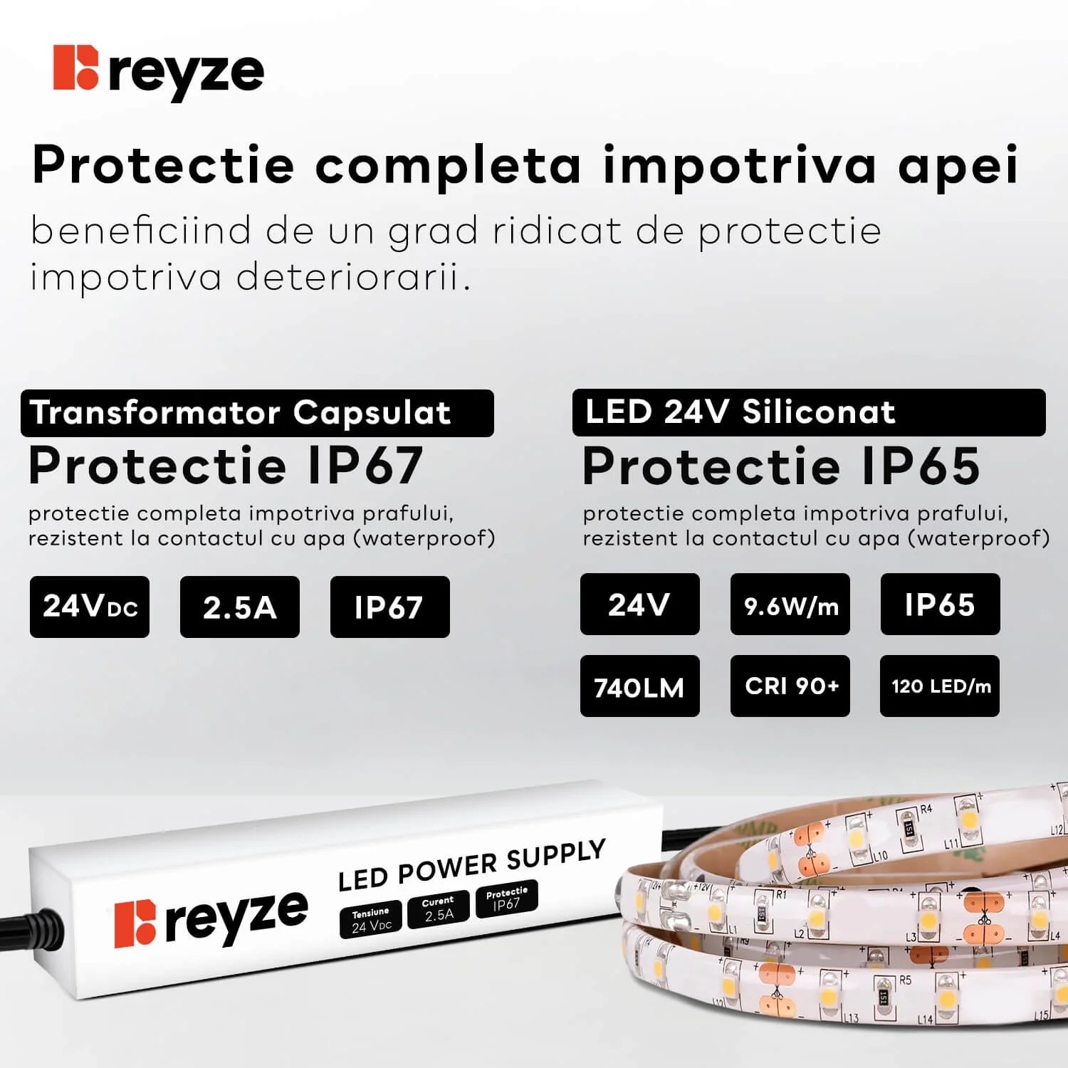 Oglinda LED 90x100 cm, LED Neutru 4000K, fara butoane touch, Model Reyze Official 1 Orizontala ...