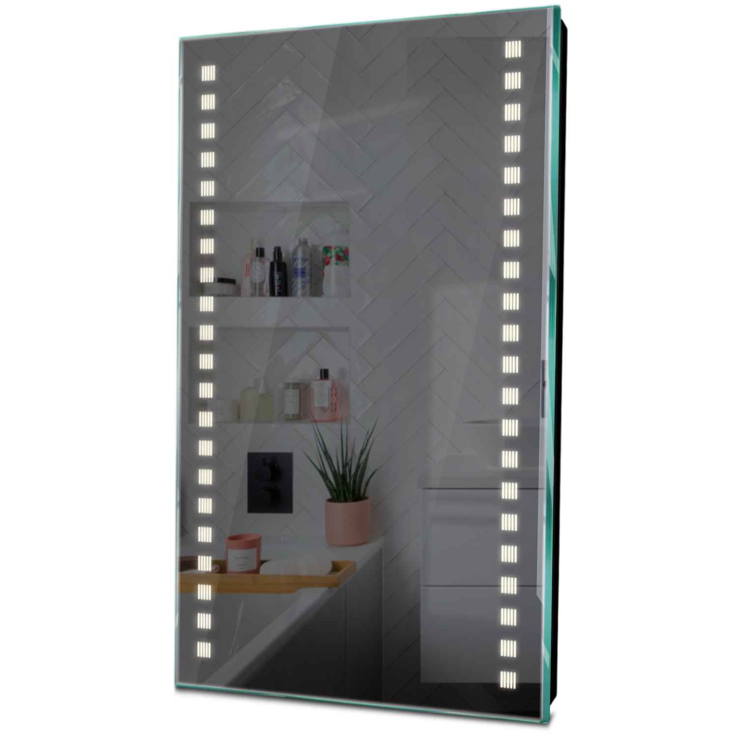 Oglinda LED verticala 90x100 cm Reyze Minimal Model 6 cu lumina LED ...