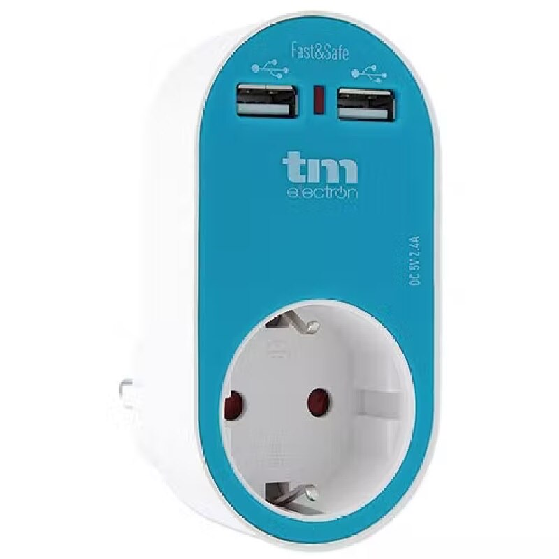Adaptor triplu cu priza si 2 USB TM Electron TS-9933, albastru - eMAG.ro