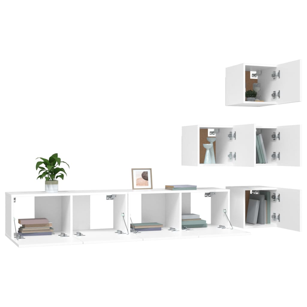Dulap TV montat pe perete vidaXL, 80 x 30 x 30 cm, alb, lemn prelucrat ...