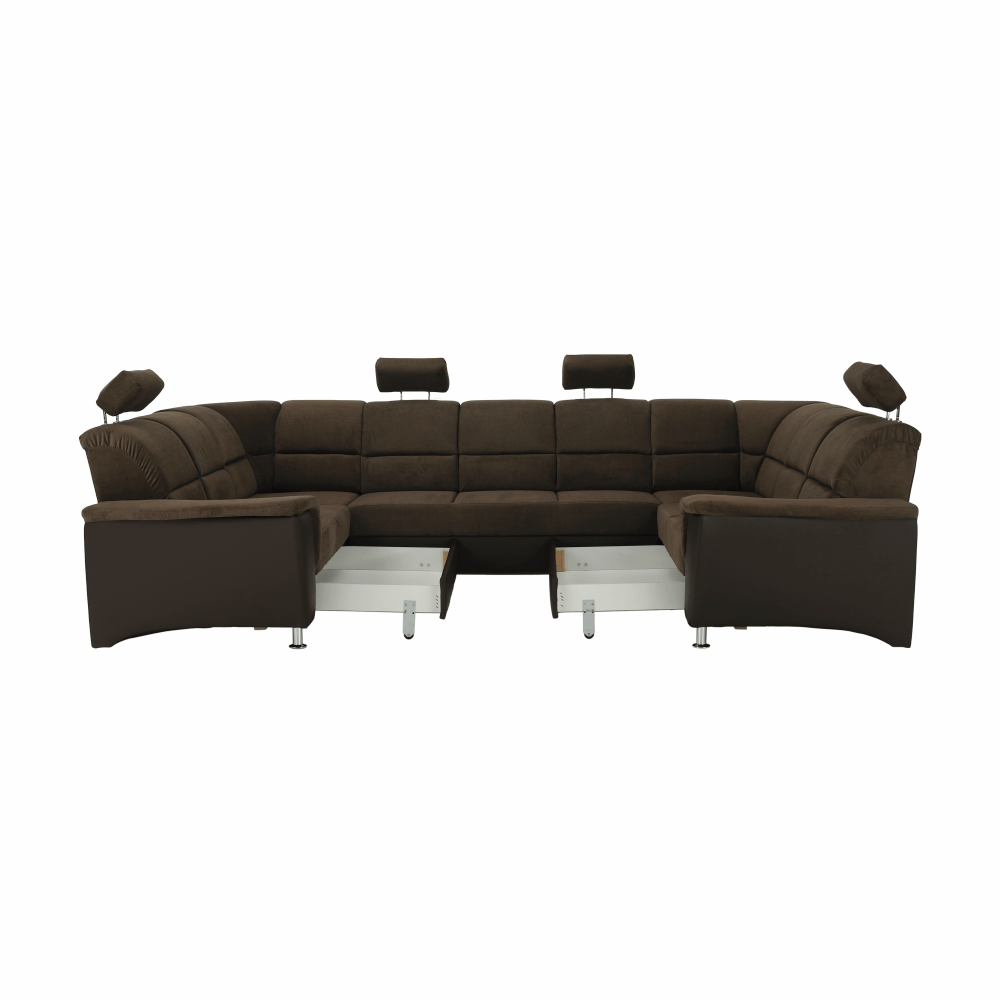 Coltar piele ecologica si textil maro Santiago 338x217x106 cm - eMAG.ro