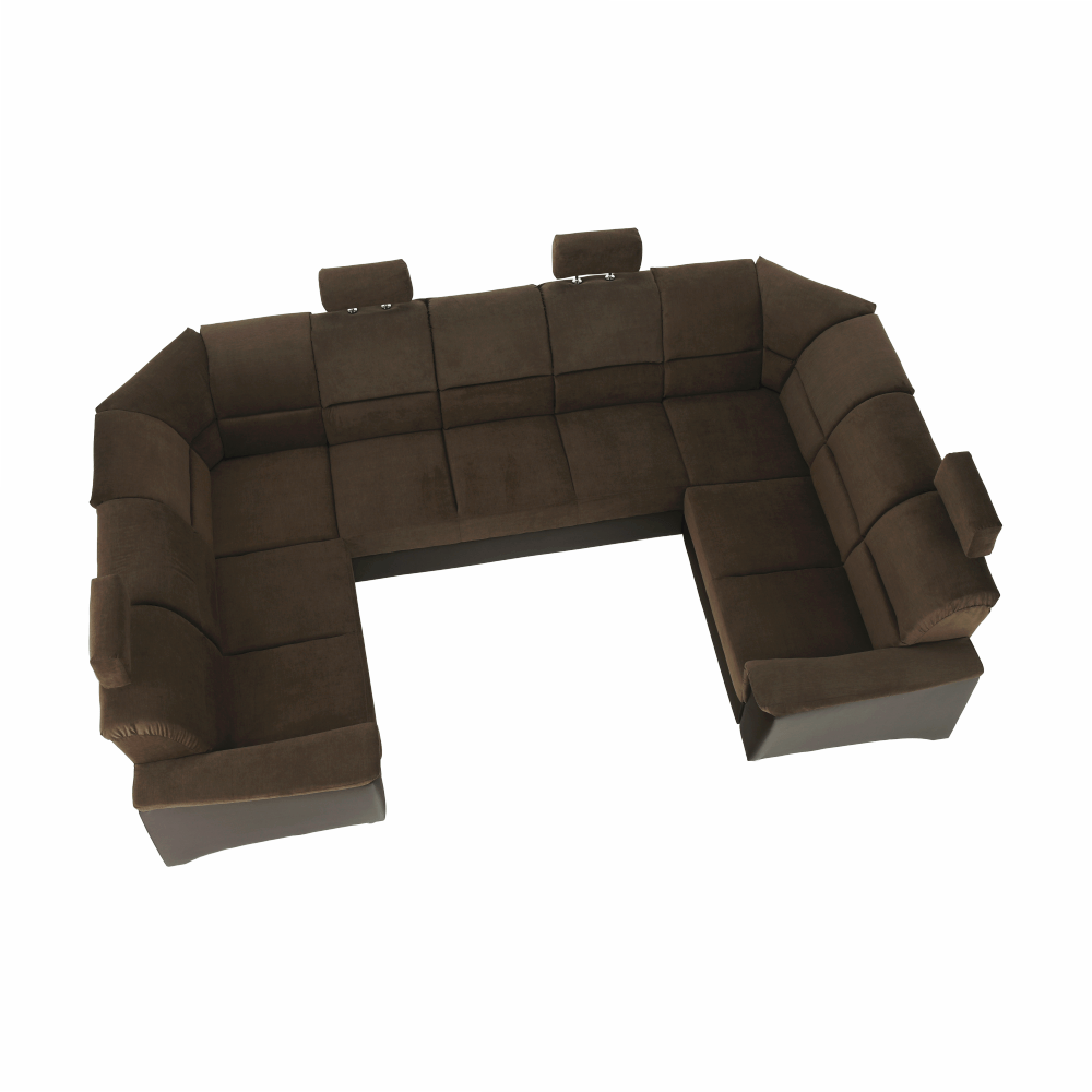 Coltar piele ecologica si textil maro Santiago 338x217x106 cm - eMAG.ro