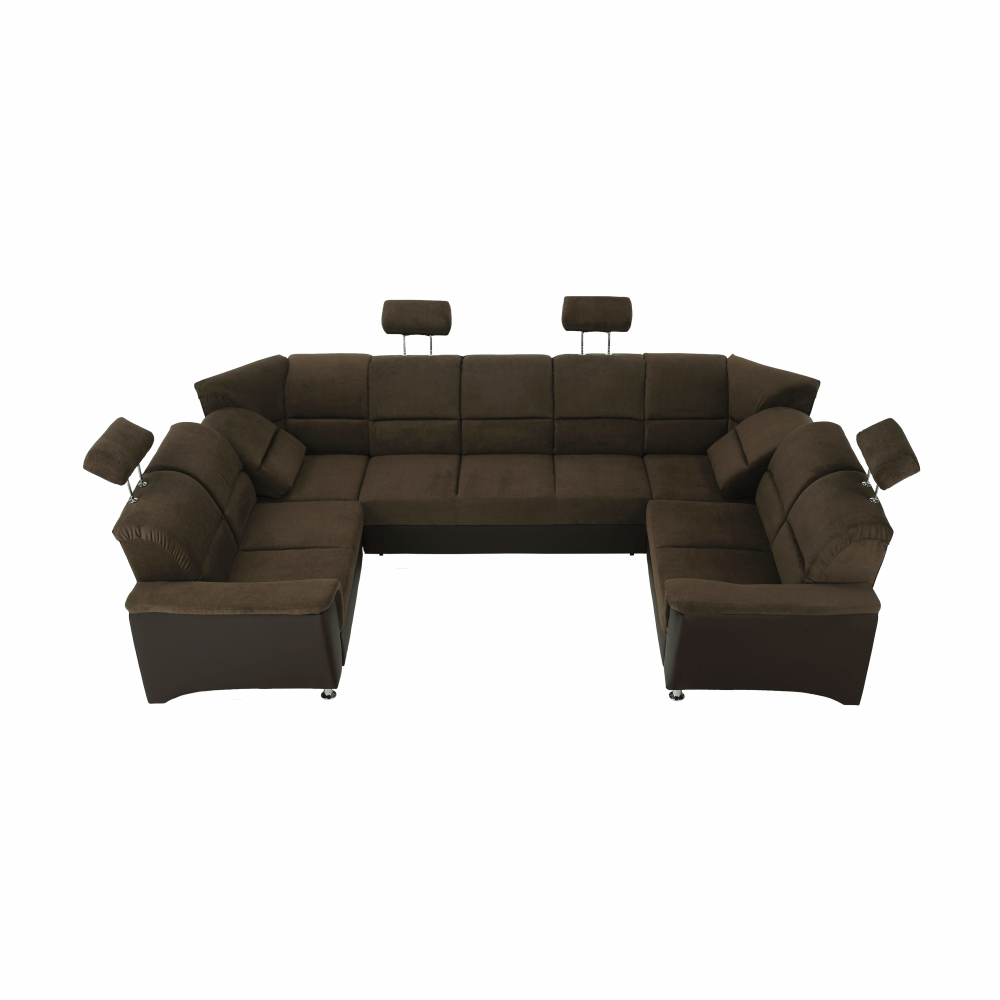 Coltar piele ecologica si textil maro Santiago 338x217x106 cm - eMAG.ro