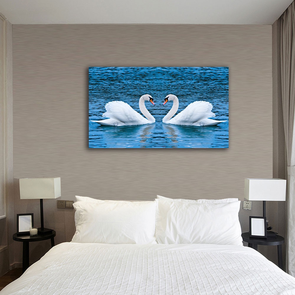 Tablou Canvas Valentine's Day Ziua indragostitilor Lebede albe 40 x 60 ...