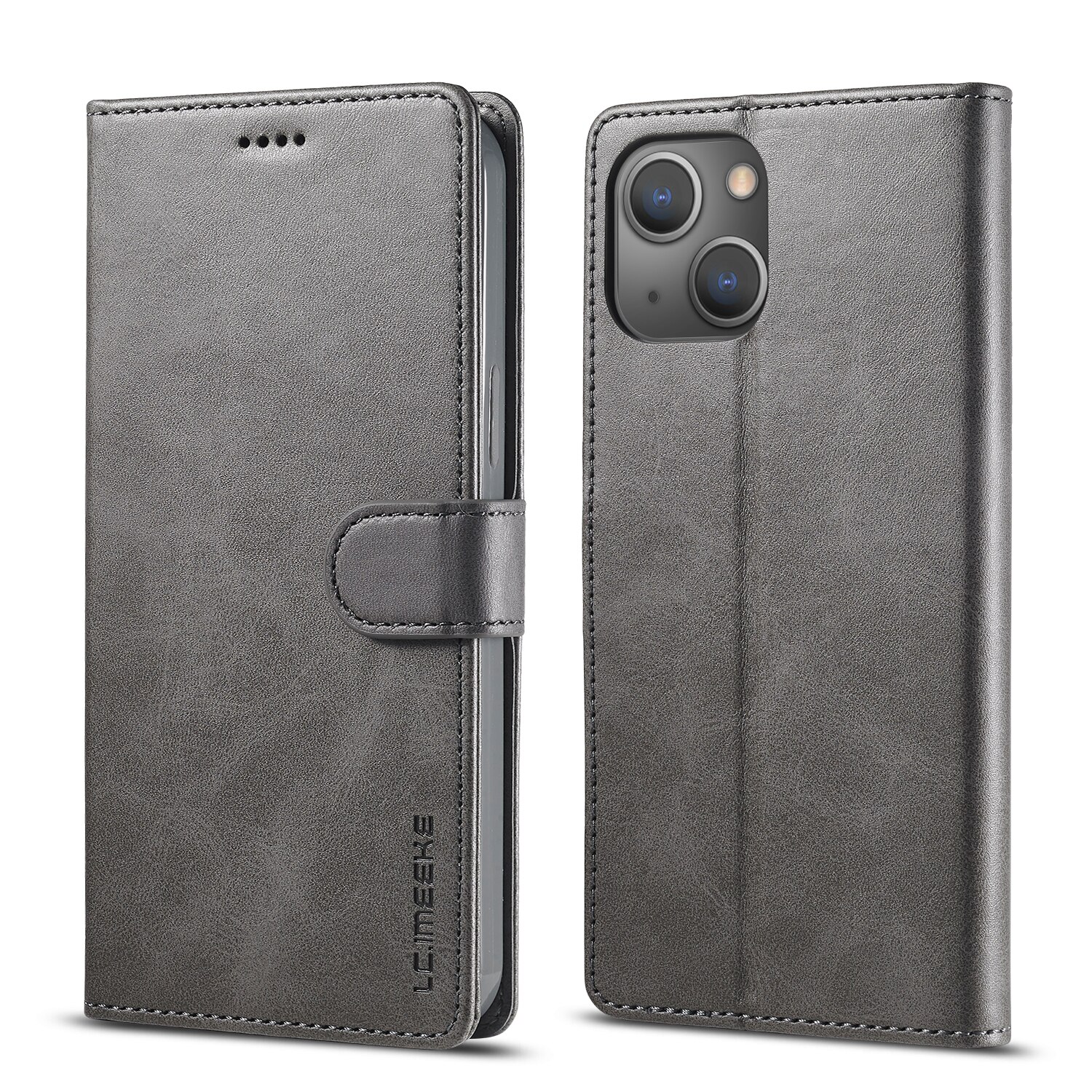 Калъф за iPhone 14 Plus, кожен, тип портфейл, магнитно закопчаване ...