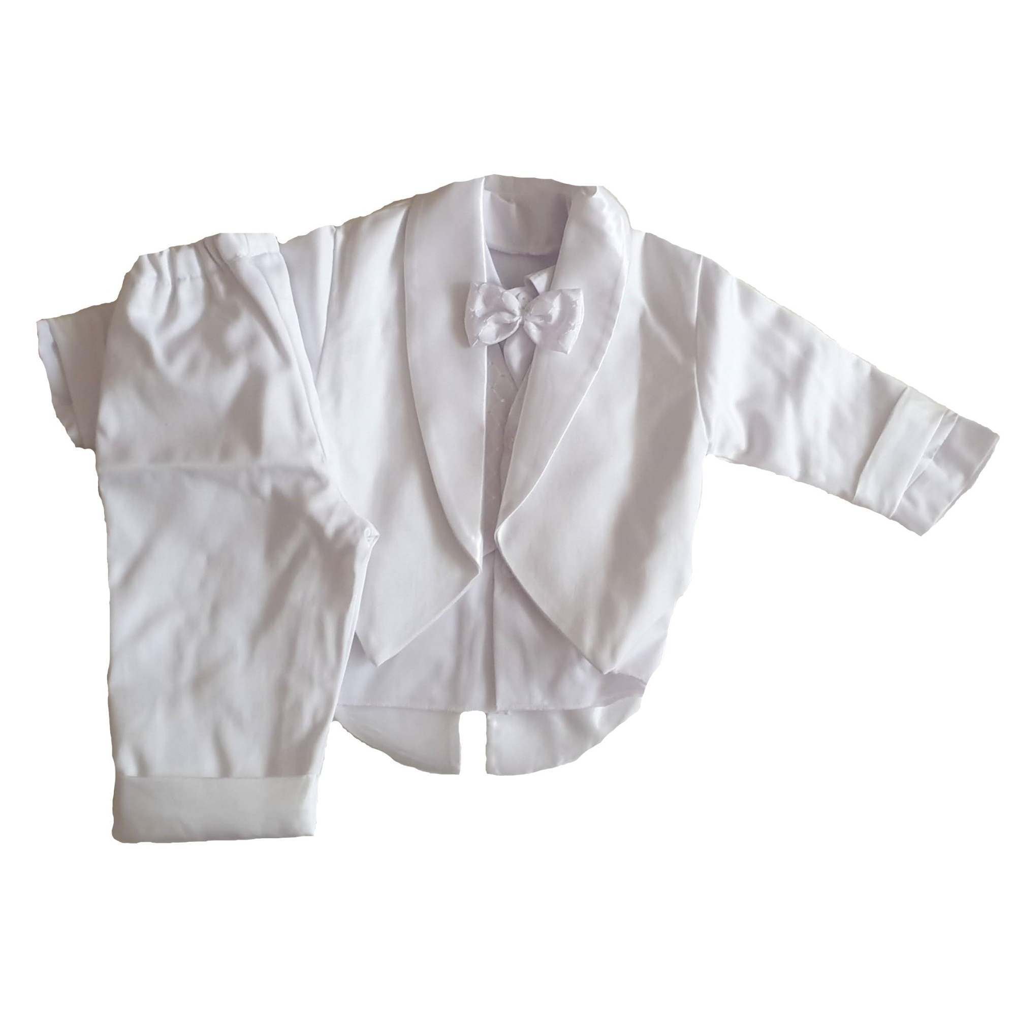 Costum botez cu frac Handmade Minis Boutique, alb, 3-6 luni - eMAG.ro