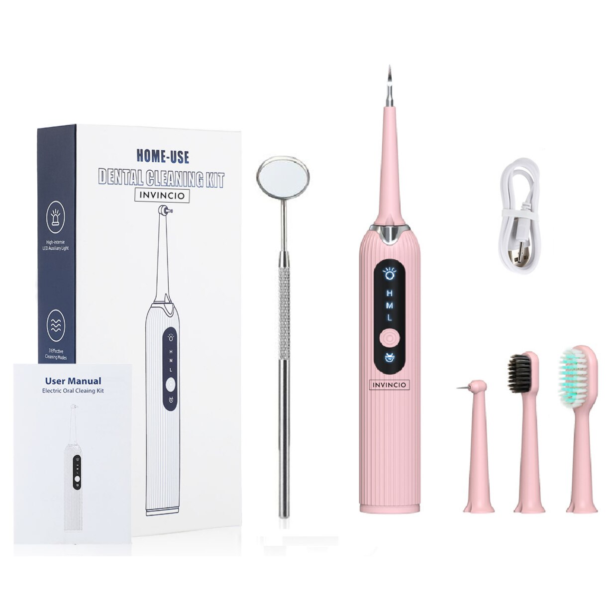 Set curatare dentara si cu periuta electrica, Invincio, pentru ...