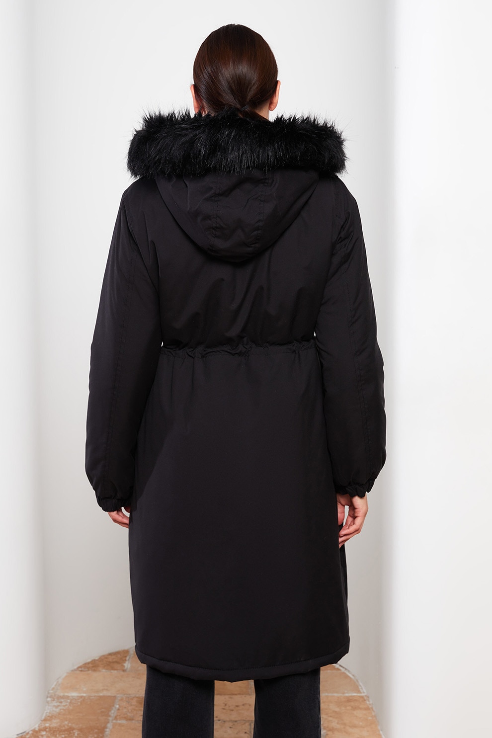 LC WAIKIKI, Geaca parka cu gluga si garnitura de blana sintetica, Negru ...