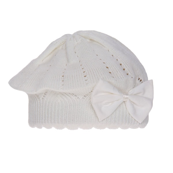 Caciulita fetite, primavara-toamna, model Princess, culoare alba ...