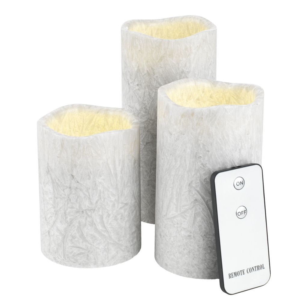 Set 3 lumanari LED cu telecomanda, Ceara, Gri - eMAG.ro
