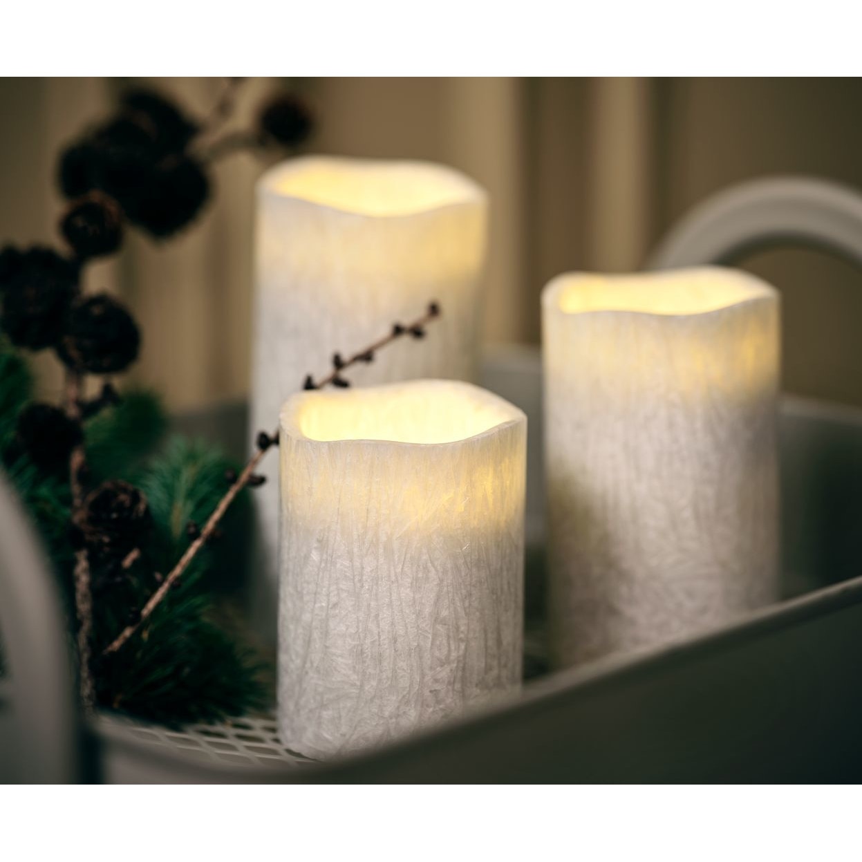 Set 3 lumanari LED cu telecomanda, Ceara, Gri - eMAG.ro