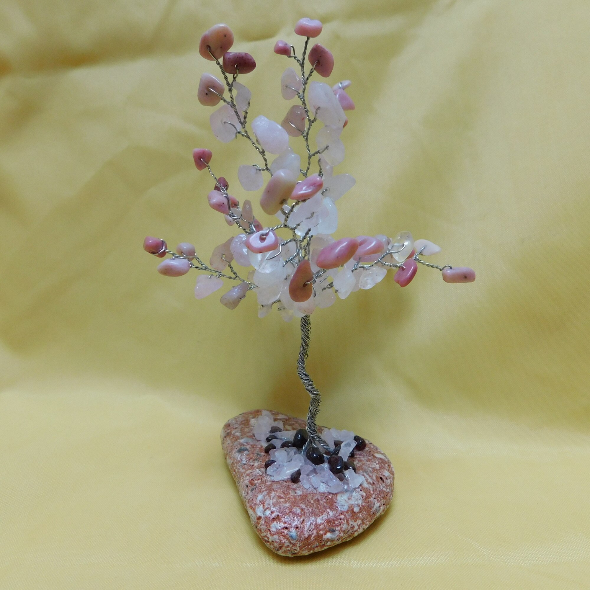 Copacel decorativ "Pomul vietii" din cuart roz si rodonit, 13 cm - eMAG.ro