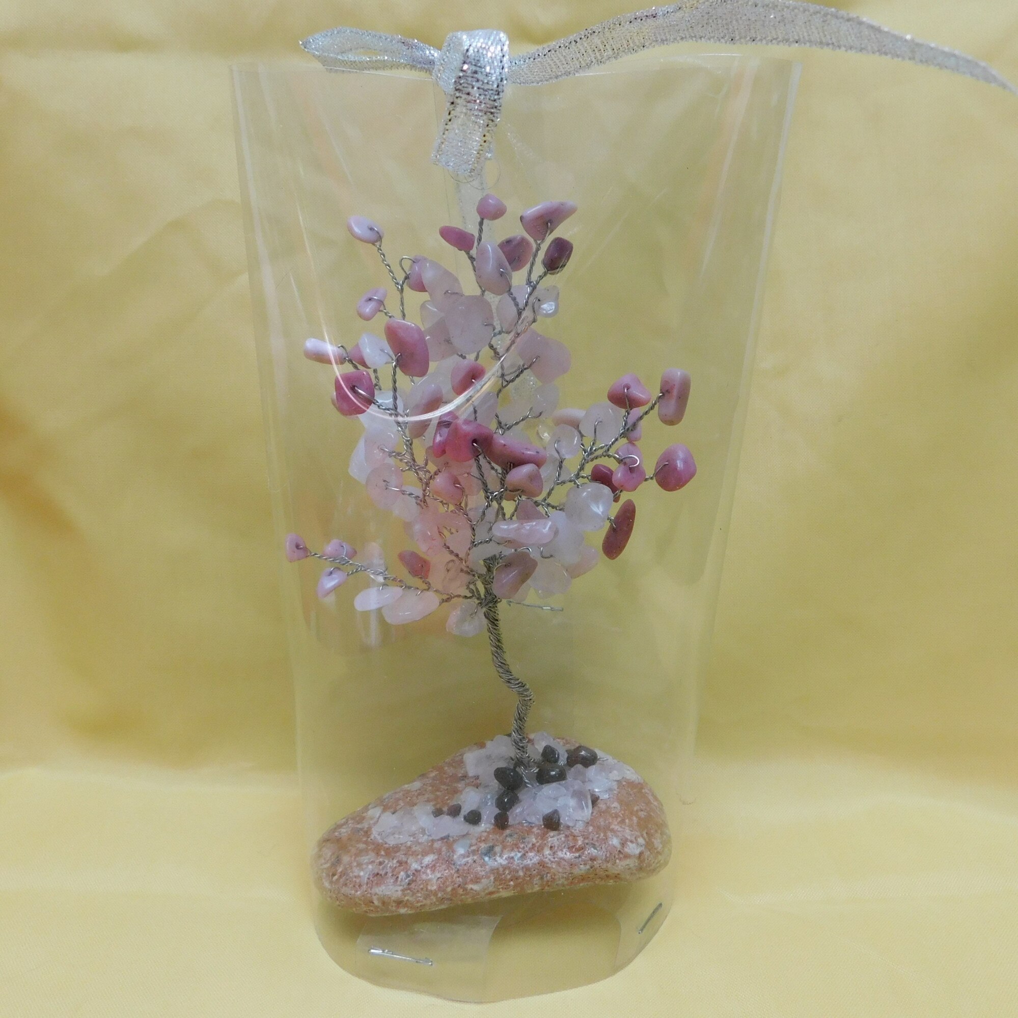 Copacel decorativ "Pomul vietii" din cuart roz si rodonit, 13 cm - eMAG.ro