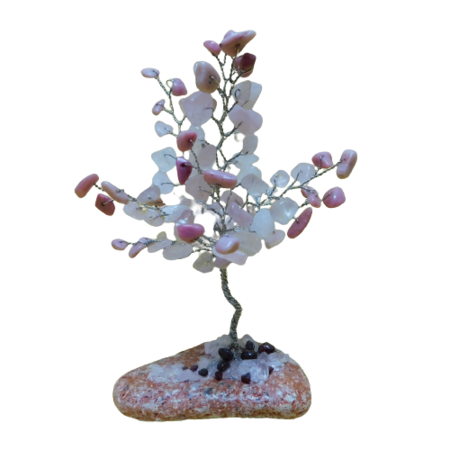 Copacel decorativ "Pomul vietii" din cuart roz si rodonit, 13 cm - eMAG.ro