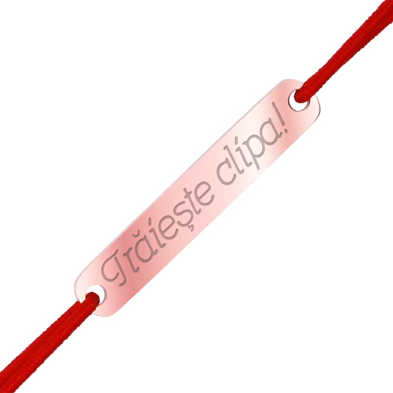 Martisor Bratara Inox Placuta Dreptunghiulara Rose Gold Traieste Clipa ...