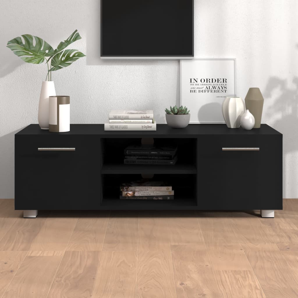 Comoda TV, negru,110x40x35 cm, Practic si Decorativ, lemn prelucrat ...