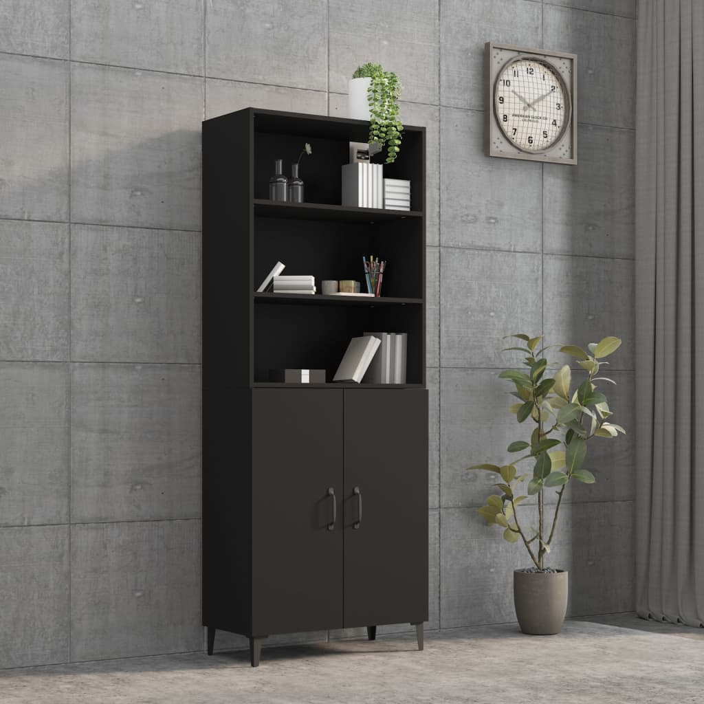 Dulap inalt, negru, lemn compozit, Super,33302 - eMAG.ro