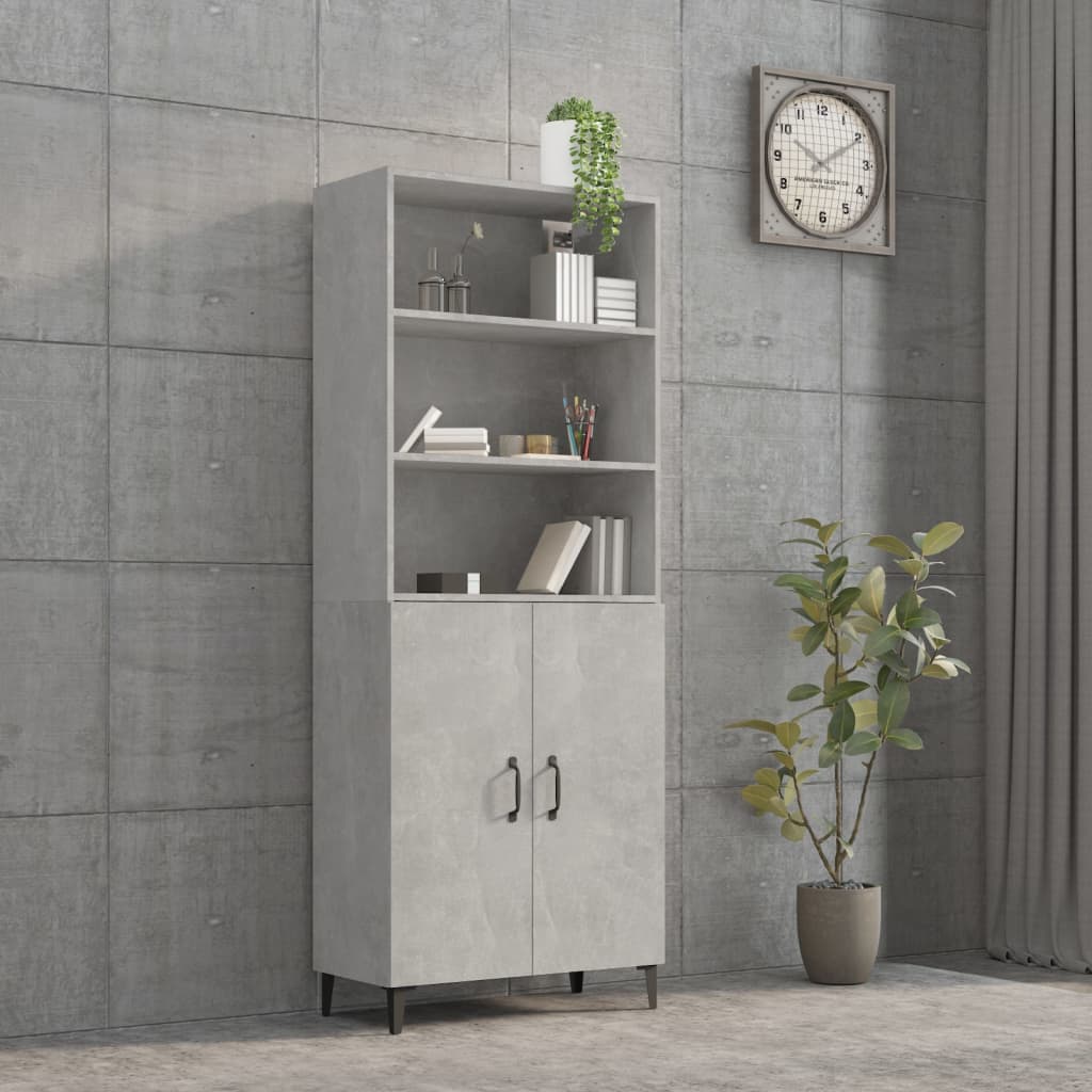 Dulap inalt, gri beton, lemn compozit, Super,77034 - eMAG.ro