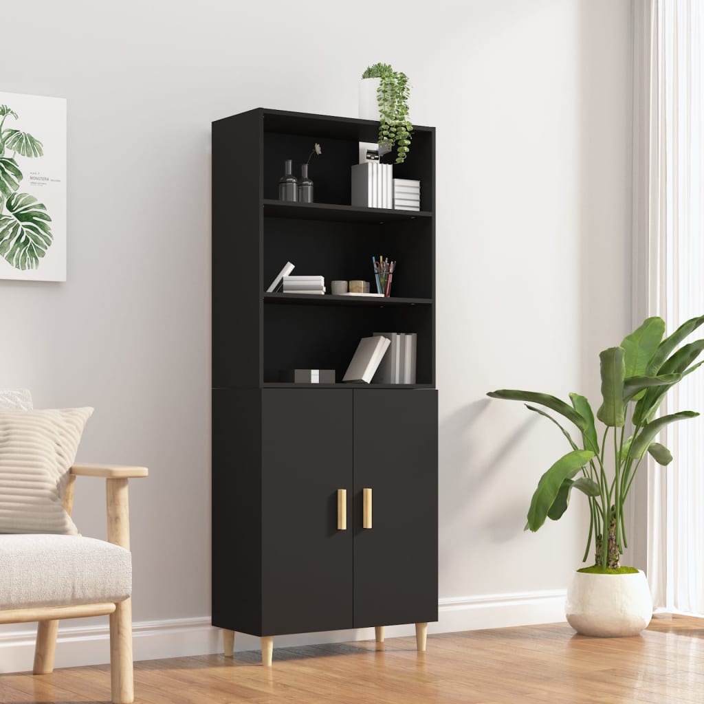 Dulap inalt, negru, lemn prelucrat, Super,53939 - eMAG.ro