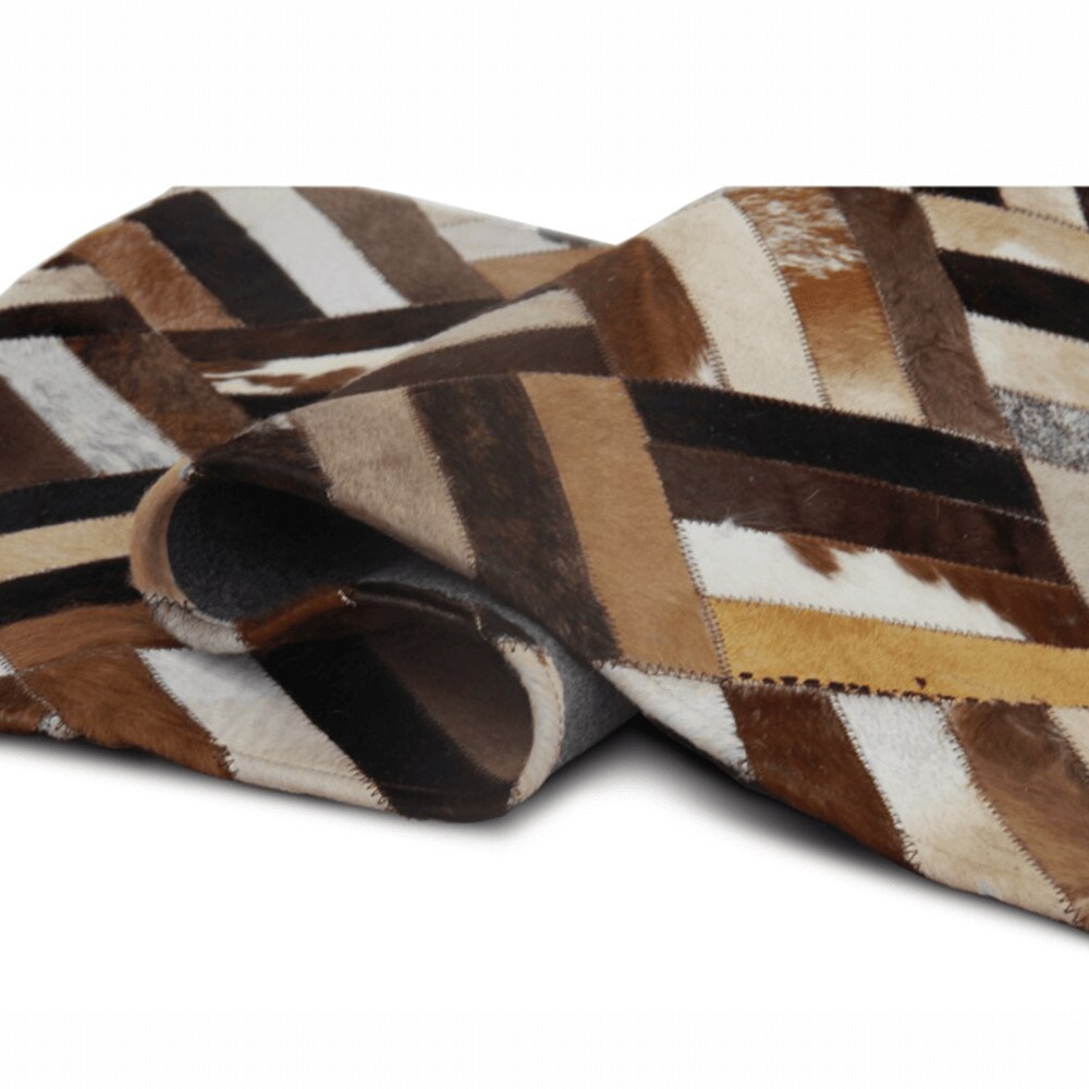 Covor de lux din piele maro negru bej patchwork 70x140 cm - eMAG.ro