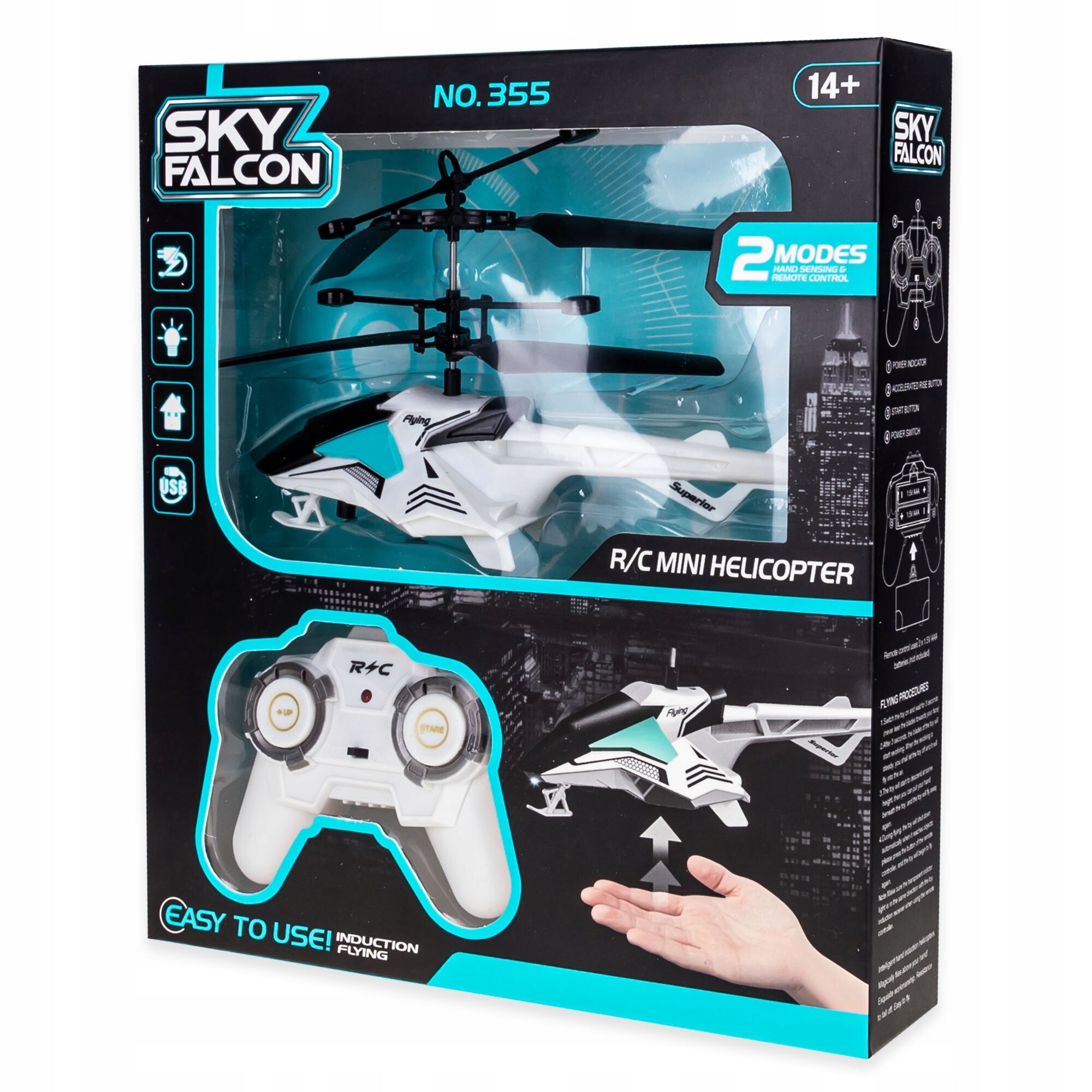 Jucarie Elicopter cu telecomanda, 2 in 1, Senzori obstacole, alb - eMAG.ro