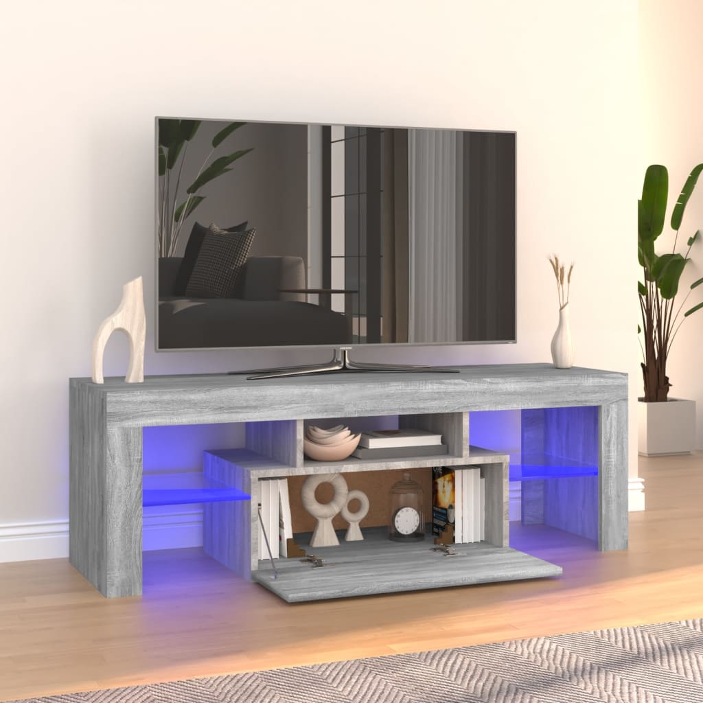 Comoda TV cu lumini LED, gri sonoma,120x35x40 cm, Super,73124 - eMAG.ro