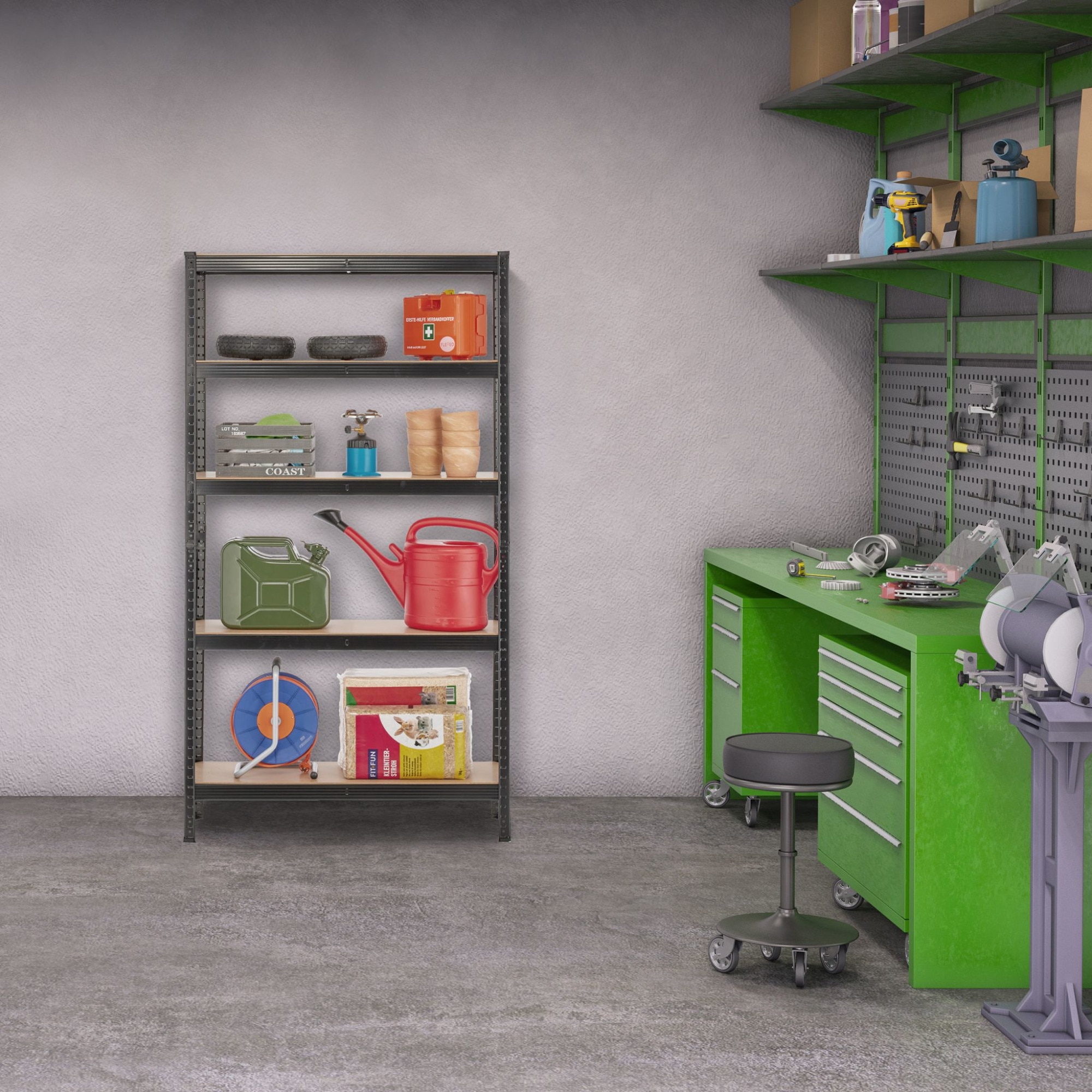 Raft metalic cu 5 polite, dimensiuni 180 x 100 x 30 cm, capacitate ...