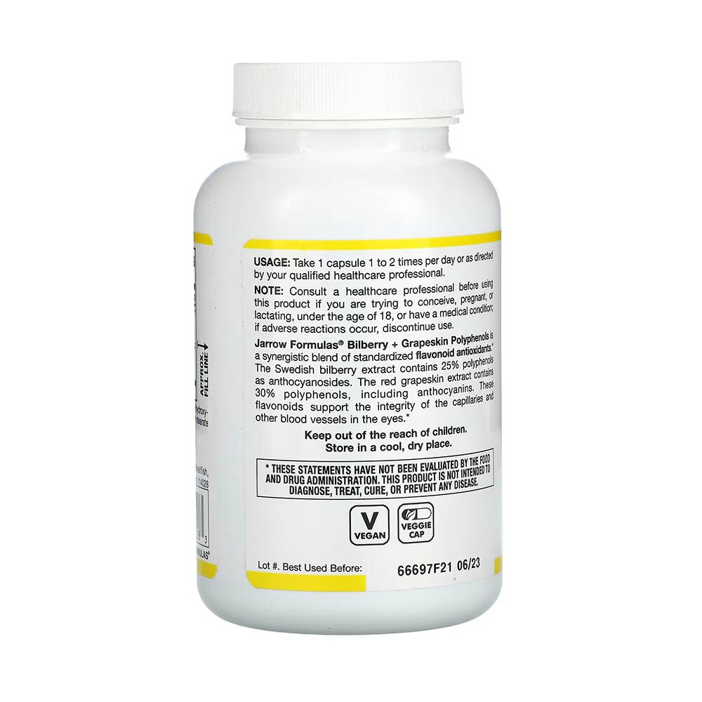 Bilberry Extract, Grapeskin Polyphenols, Jarrow Formulas, 120 capsule ...