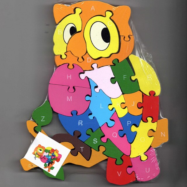 Puzzle din lemn Pufo pentru copii cu numere si cifre, model Bufnita ...
