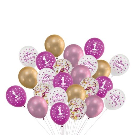 Set 24 Baloane Cifra 1 Roz & Confetti Gold - eMAG.ro