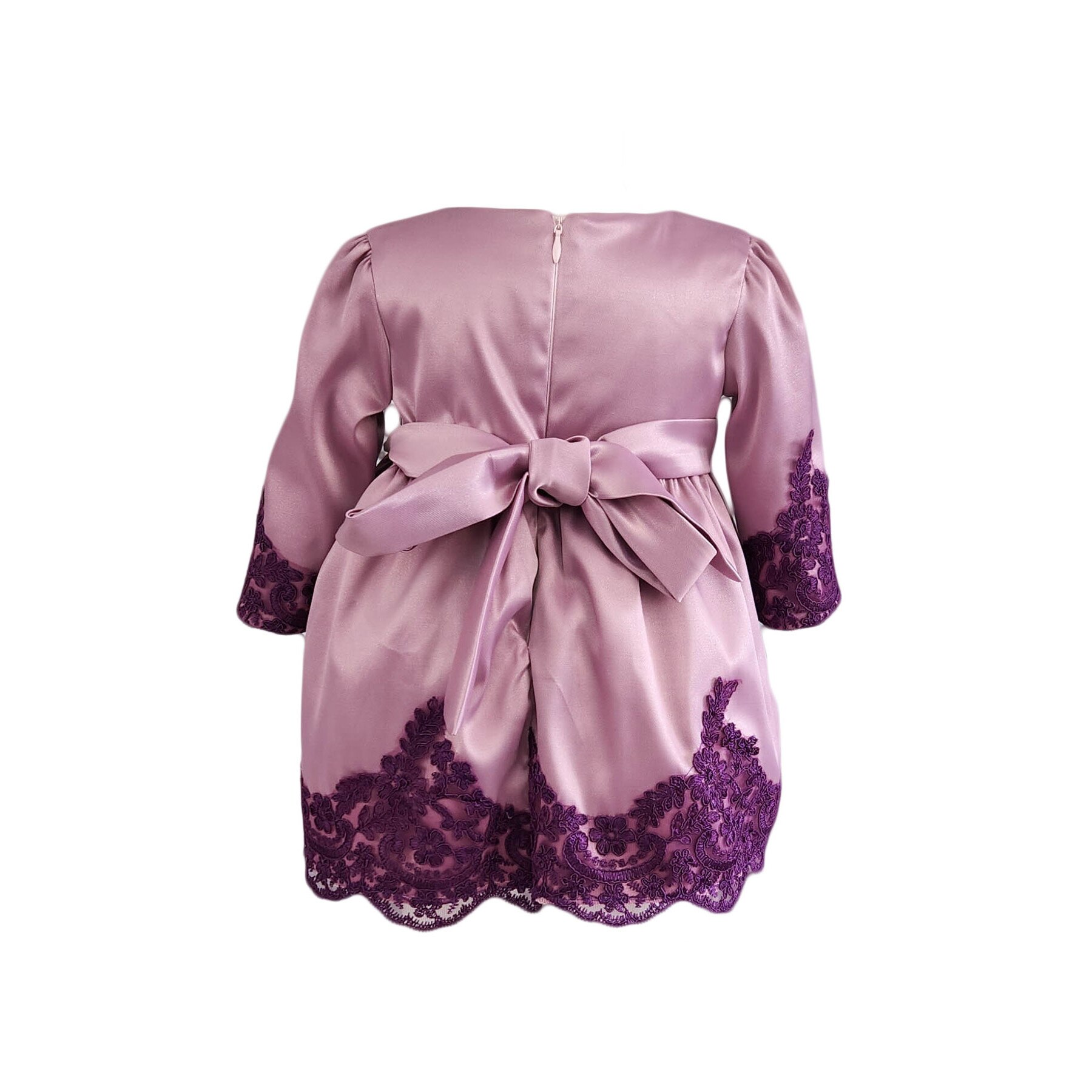 Rochie botez cu maneca lunga, model Regina, culoare mov, varsta 6-9 ...