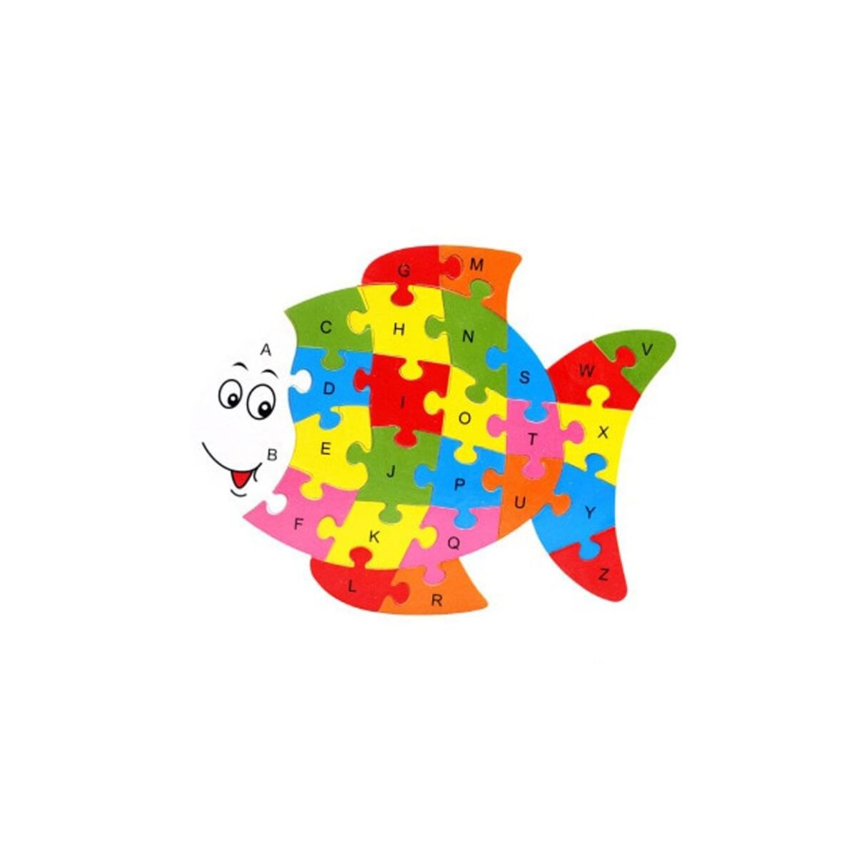 Puzzle 3D din lemn, pestisor, 26 piese, cu litere si cifre - eMAG.ro