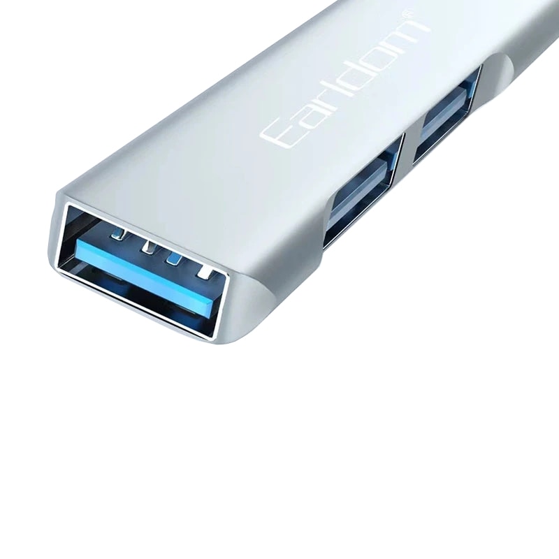 Hub adaptor USB la 3 porturi USB 3.0, metalic, gri - eMAG.ro