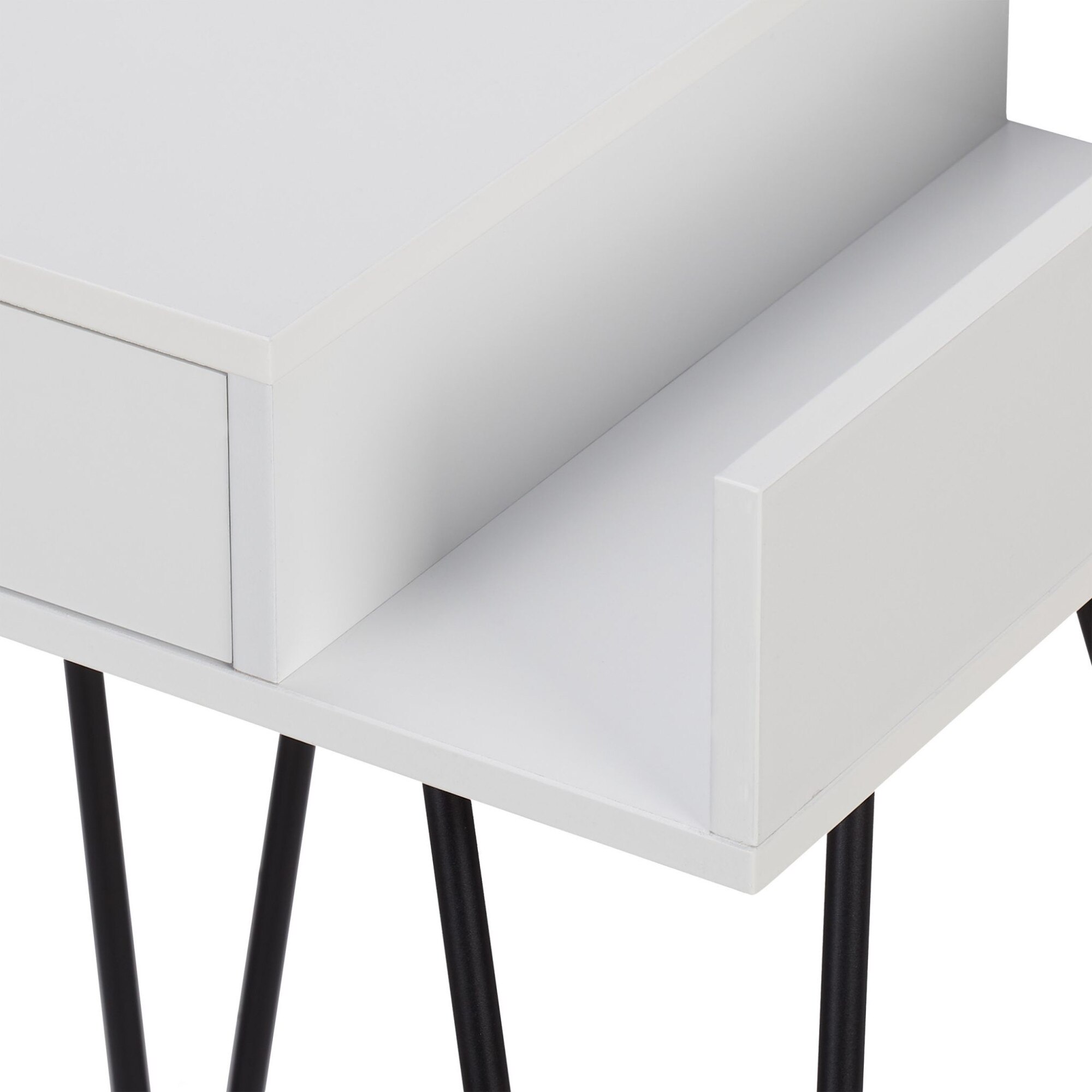Noptiera moderna Relaxdays, cu sertar si raft, alb, din MDF, 61 x 48 x ...