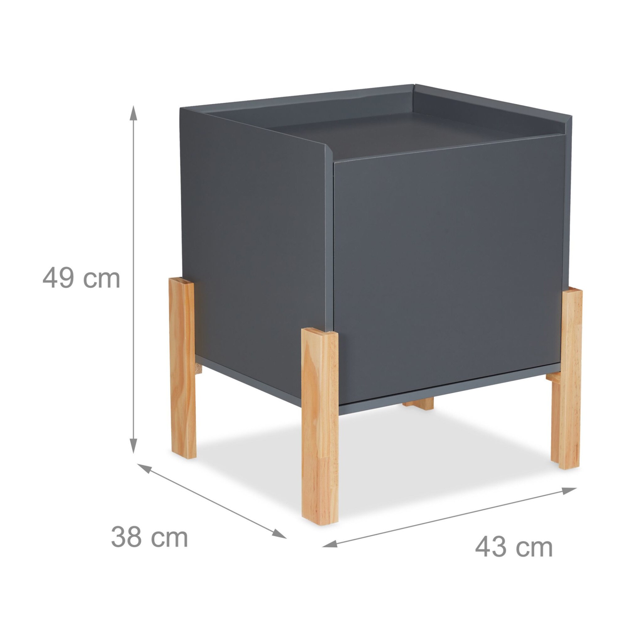 Noptiera Relaxdays gri, din MDF, 49 x 43 x 38 cm - eMAG.ro