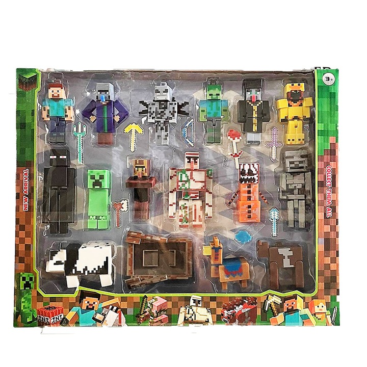 Set 24 figurine, Minecraft, 3 ani+, Multicolor - eMAG.ro
