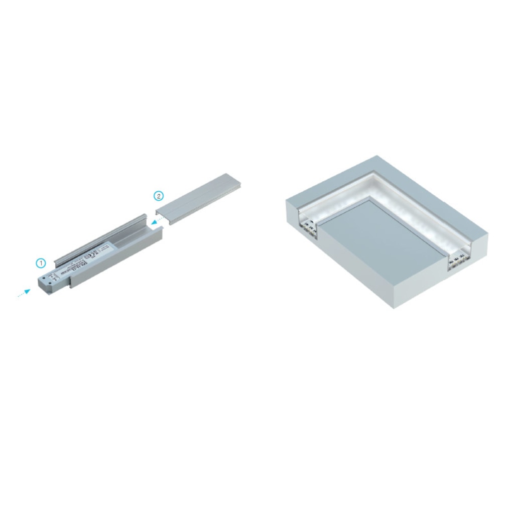 Алуминиев профил INSO за LED ленти, LUMINES, IP20, Silver Raw, алуминий ...