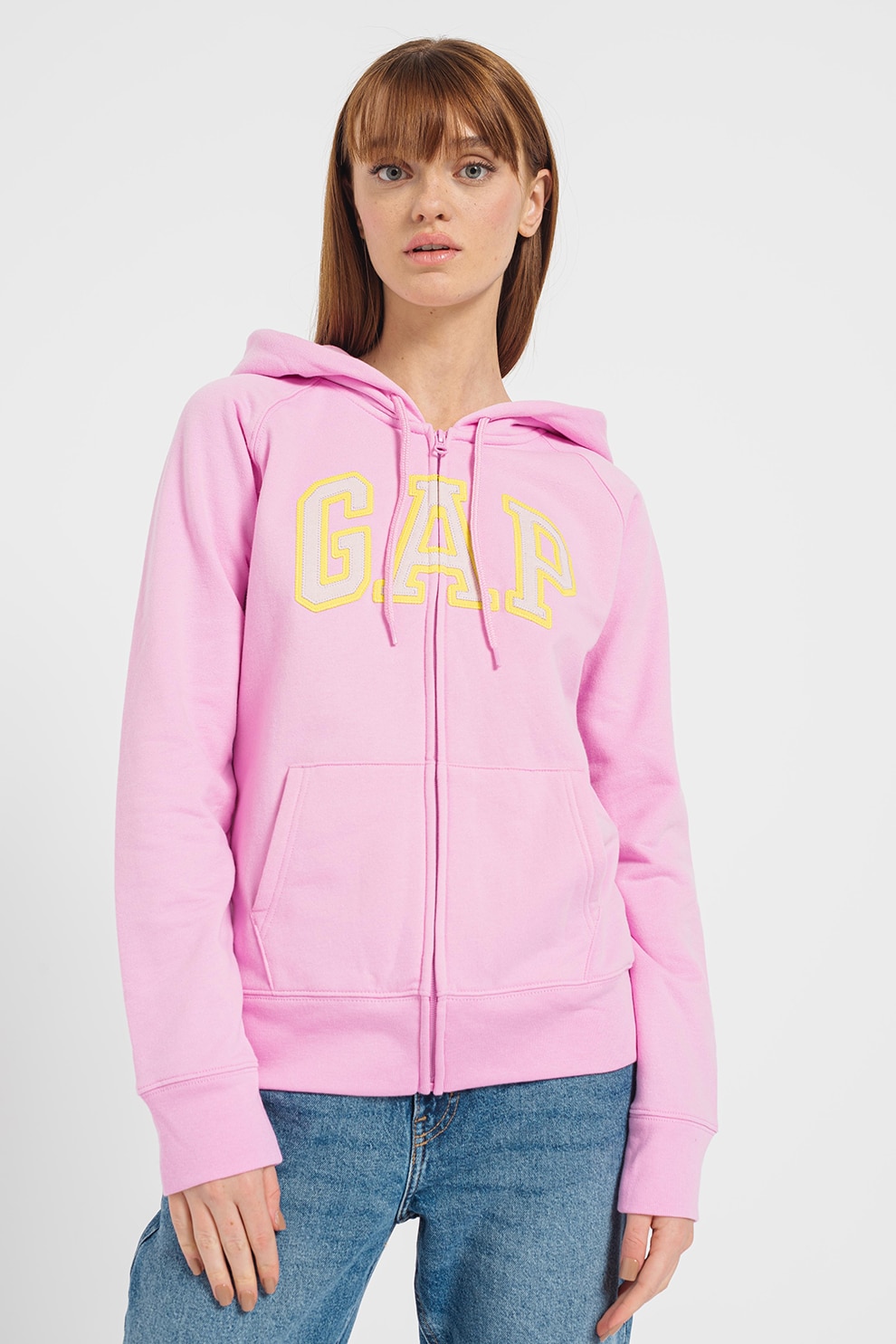 GAP, Hanorac cu fermoar si aplicatie logo, Roz, M - eMAG.ro