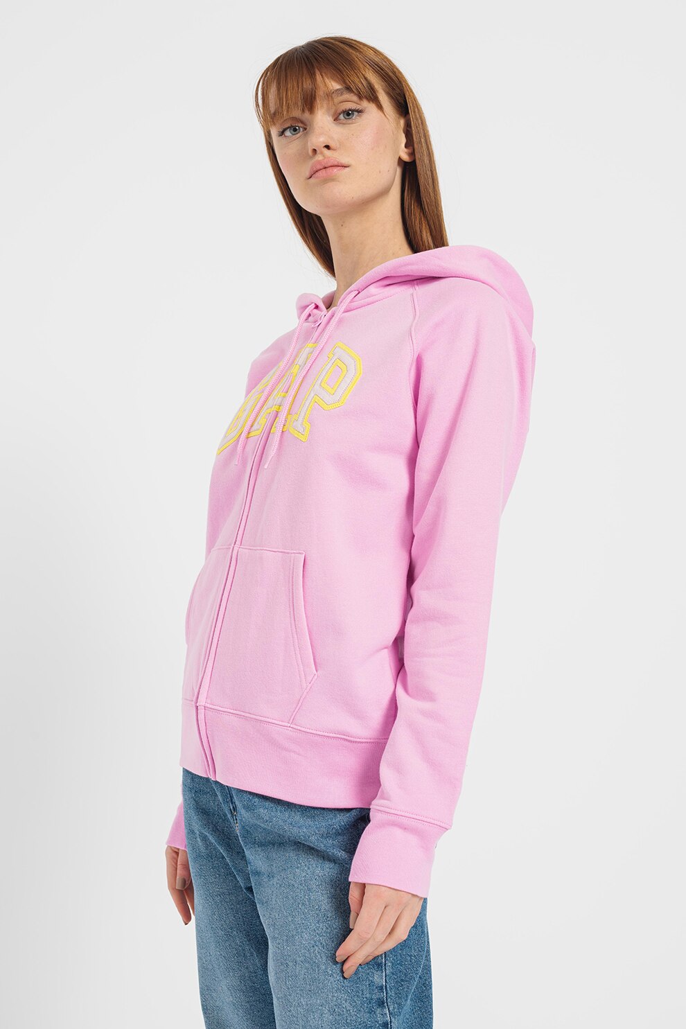 GAP, Hanorac cu fermoar si aplicatie logo, Roz, M - eMAG.ro