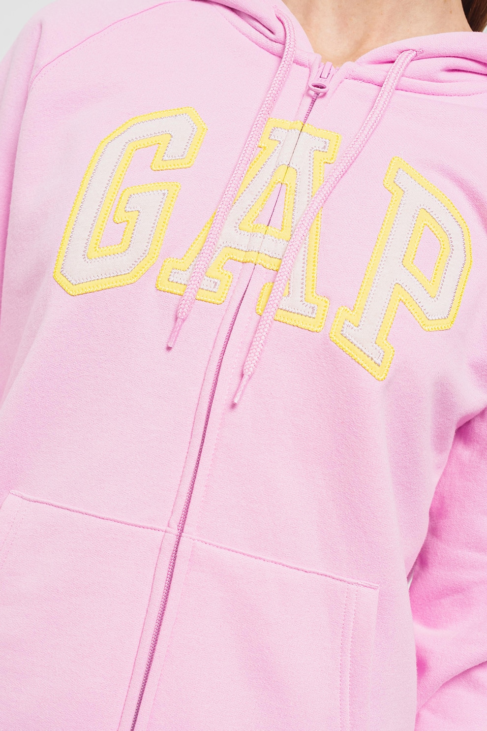 GAP, Худи с цип и пришито лого, Розов, S - eMAG.bg