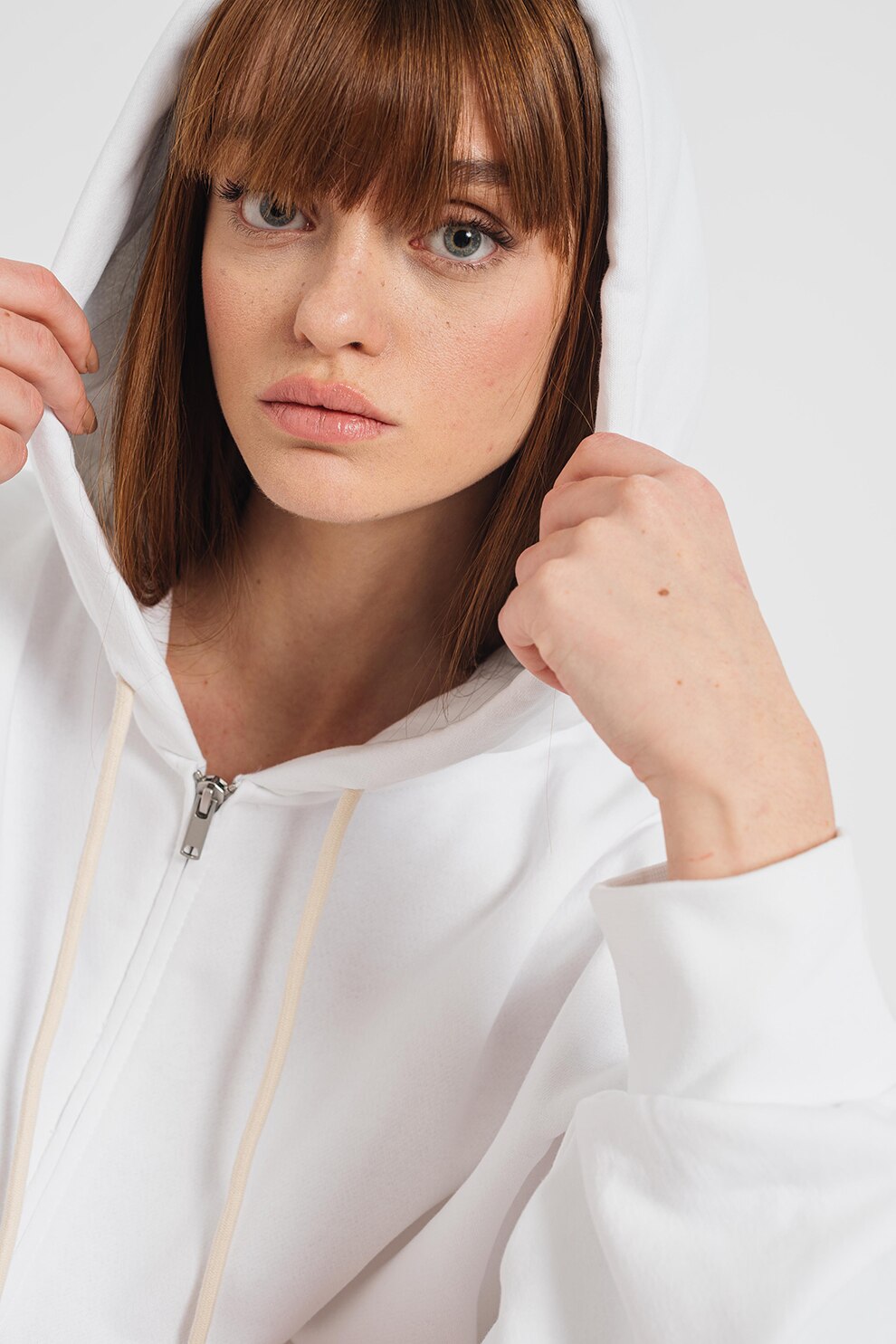 GAP, Худи с паднали ръкави и цип, Бял, L - eMAG.bg