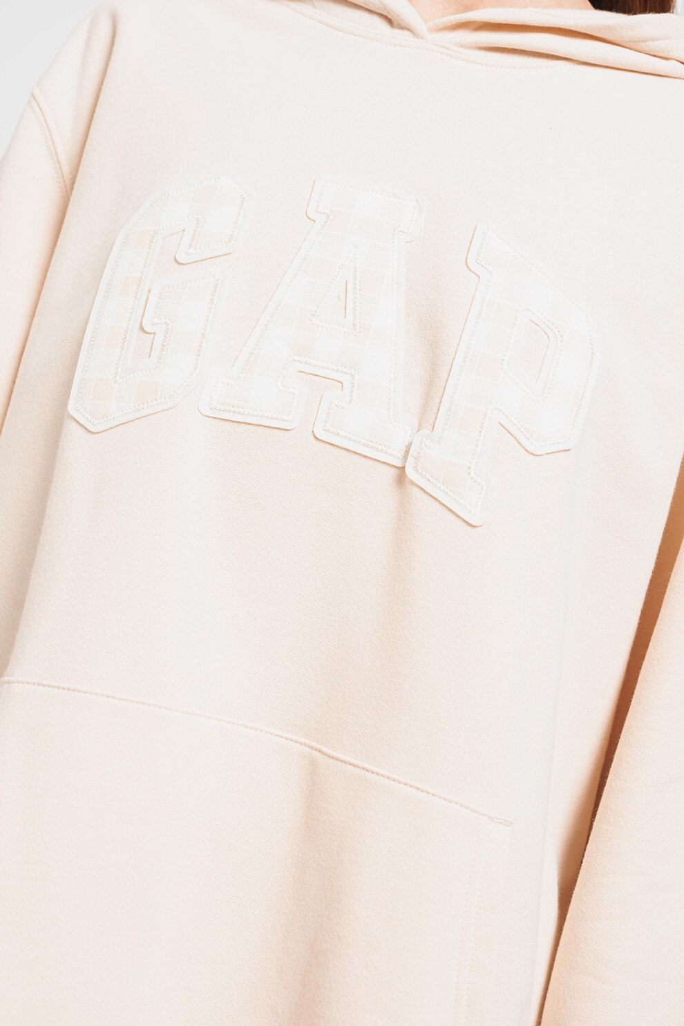 GAP, Худи с джоб кенгуру и лого, Бежов, L - eMAG.bg