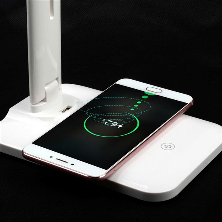 Lampa Veioza LED de Birou cu Incarcator Wireless pentru Telefon, 3 ...