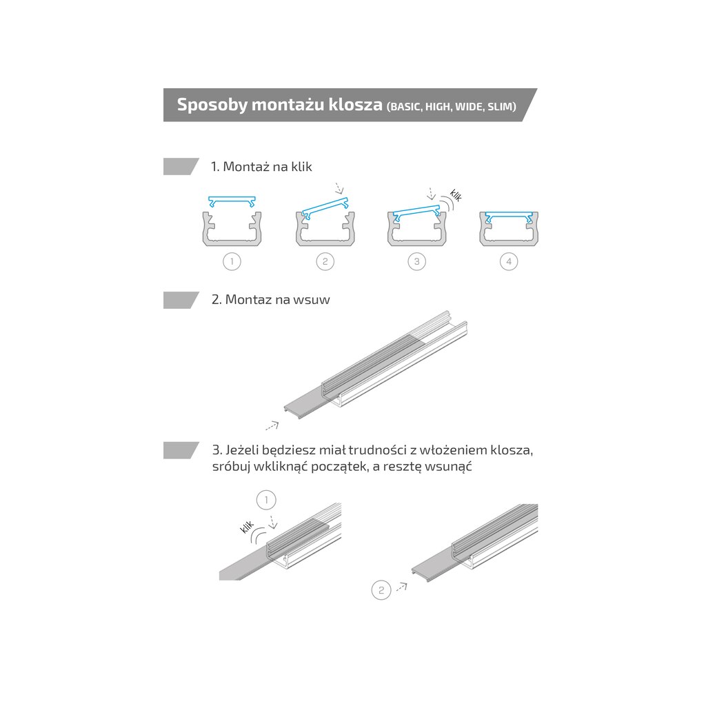 Difuzor pentru profil LED Lumines Wide, PMMA, 2m, Transparent - eMAG.ro