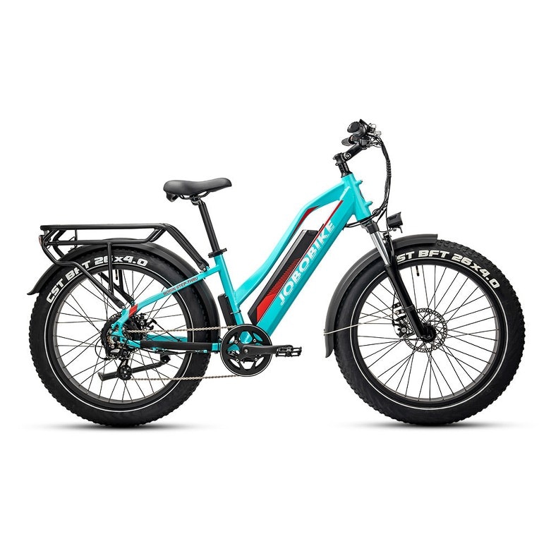 Bicicleta electrica FAT BIKE Robin Step Thru Jobobike, Turcoaz/Negru ...