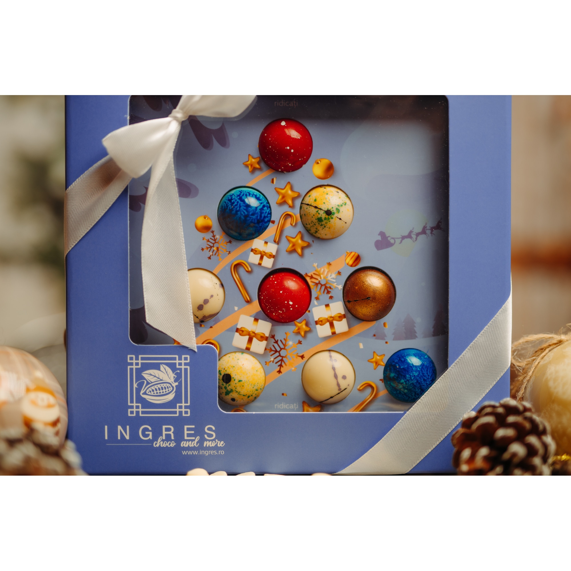 Praline ciocolata artizanala Ingres X-Mas Choco, 10 ciocolate belgiene ...