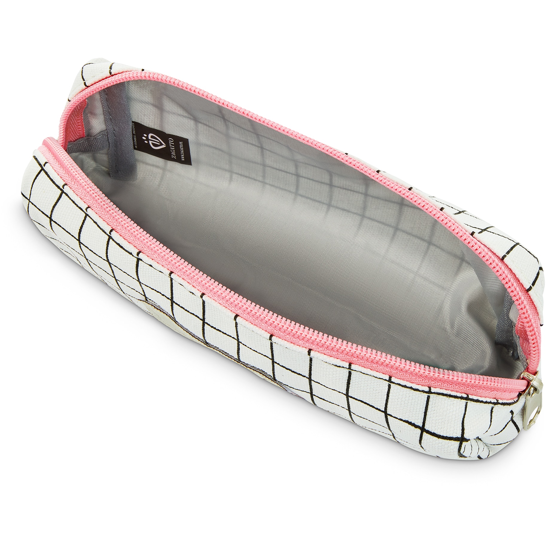 Penar scolar mare cu un compartimente, alb, negru si roz, Zagatto ...