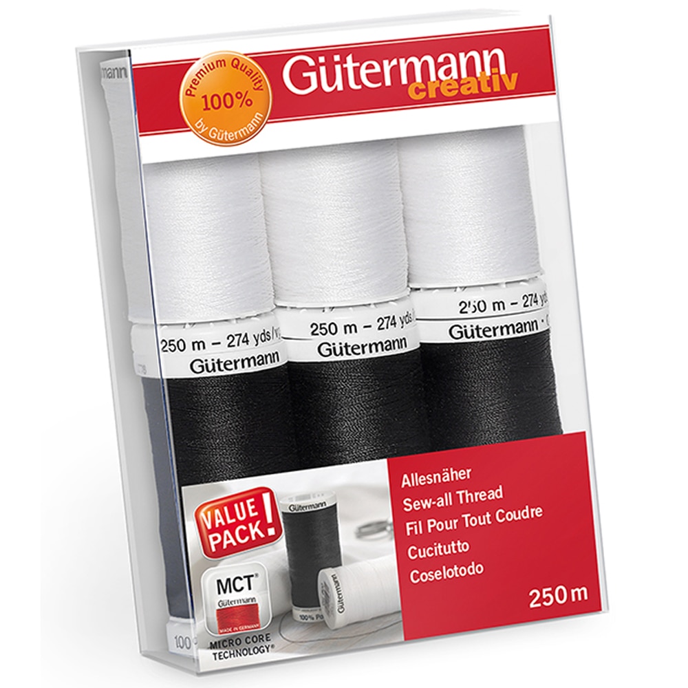 Set 6 papiote Gutermann Sew-All Thread Kit Black/White - eMAG.ro